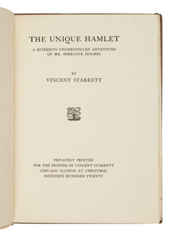 Doyle, Arthur Ignatius Conan, Sir Vincent Starrett The Unique Hamlet ...